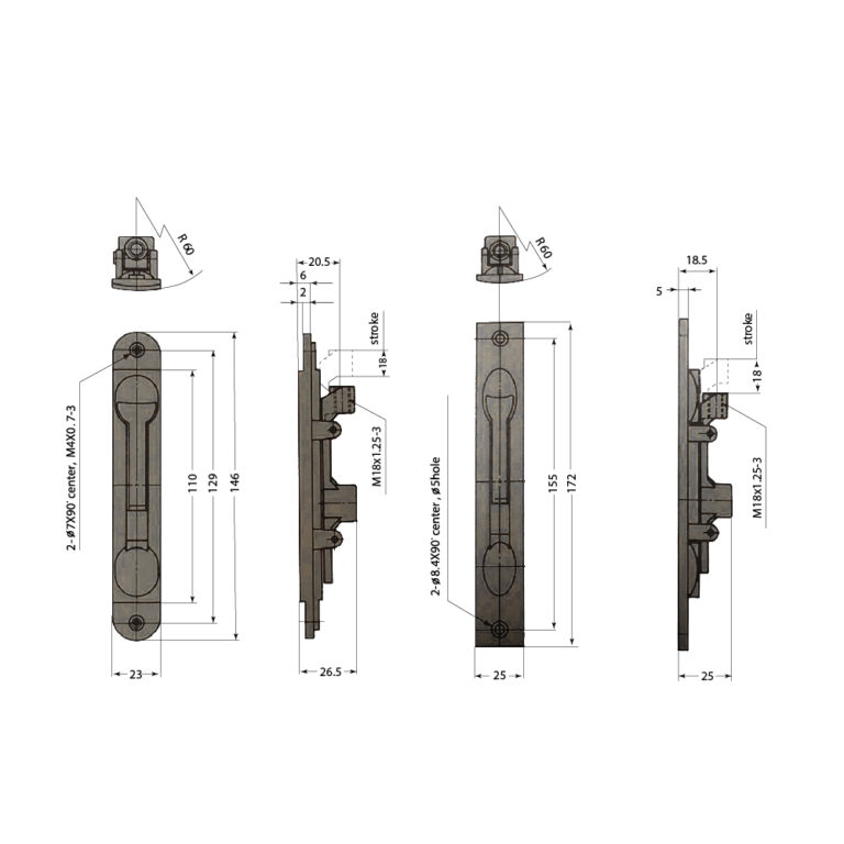 กลอนประตู สำหรับประตูสวิง Lox แบบเหลี่ยม – Excel Glazer